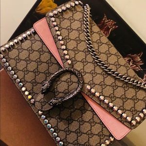 Gucci | Bags | Gucci Purse With Pink Stitching Crystals | Poshmark